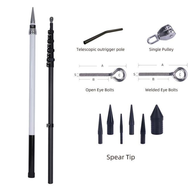24FT Carbon Fiber Outrigger for Fishing Lightweight High Strength UV Corrosion Resistant 2