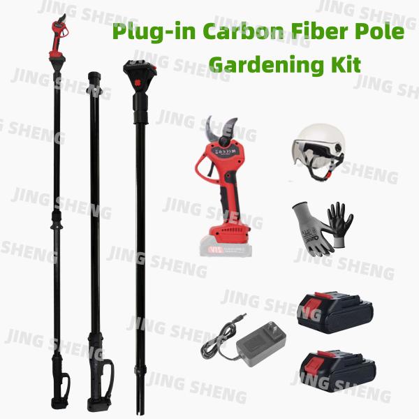 Quality Garden pruning kit: 18ft plug-in carbon fiber pole Tree pruner and 20,00 Li-Ion battery for constant power for sale