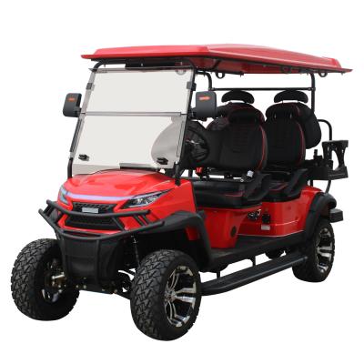 China 48V/60V/72V End Lithiumbattery Off Road Golf Buggy Cart Rood 6 zitplaatsen Elektrisch Golf Cart Te koop