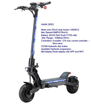 Cina Scooter a doppio motore nero 60V2400W6000W con Smart Display e APP NFC Max velocità 70km/h in vendita