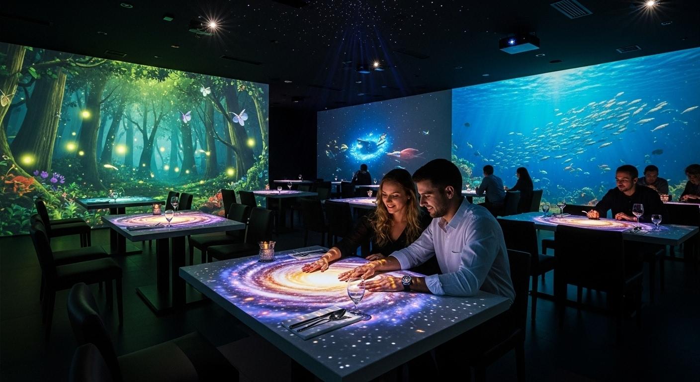 Restaurant interactive projection solution