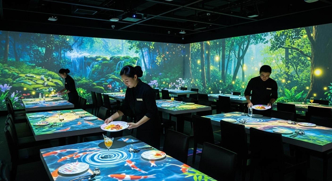 Restaurant interactive projection solution