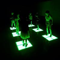 China LED Dance Floor Tile Jumping Grid Interactive Game Super Grid for sale