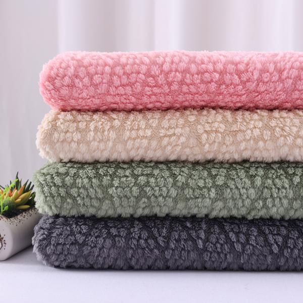 Quality New Arrive Soft 100 Polyester Cotton Jacquard Embossed Fleece Fabric for Shoes Men Womens Clothing for sale