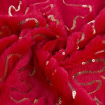 China DDP Free Sample Textiles Best Design Reversible Gold Sequin Red/Pink/Grey Velvet Fabric Wholesale for sale