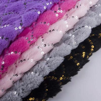 China Recycled Free Sample Cheap Wholesale Embroidery Sequin 100 Polyester Plush Flock Velvet Fleece Fabric for sale
