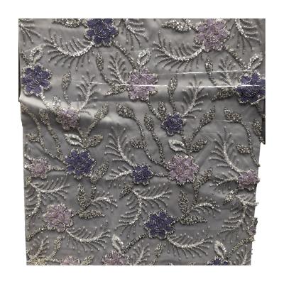 China High Quality Customizable Luxury 3D African Beaded Embroidery Lace Fabric for Women's Dress Party Dress for sale
