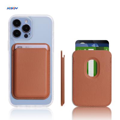 China Brown Magsafe Stand Wallet Rfid Blocking Magsafe Card Case For IPhone And Samsung for sale
