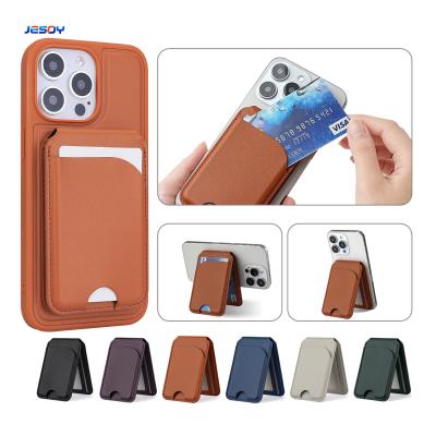 China Premium Leather Magsafe Card Wallet Business Style Mag Safe Card Holder Adjustable for sale
