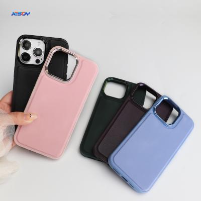 China PU Leather Mobile Phone Cases Pink / Black / Blue Mobile Phone Protective Case For iPhone 16 Pro Max for sale