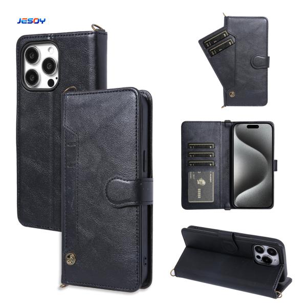 Quality PU Leather Phone Wallet Cases Business Style Phone Case With Card Holder Wallet Stand for sale