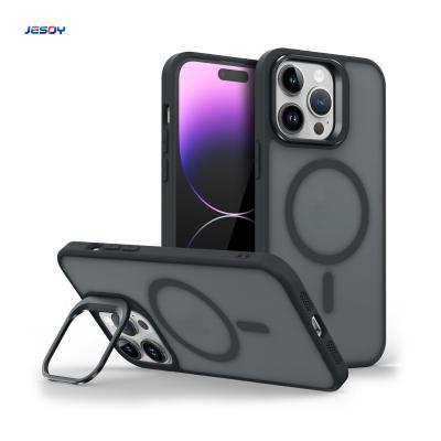 China Metal Camera Stand Case 12FT Shockproof Magsafe iPhone Cases Scratch Resistant For IPhone 15 16 Pro Max for sale