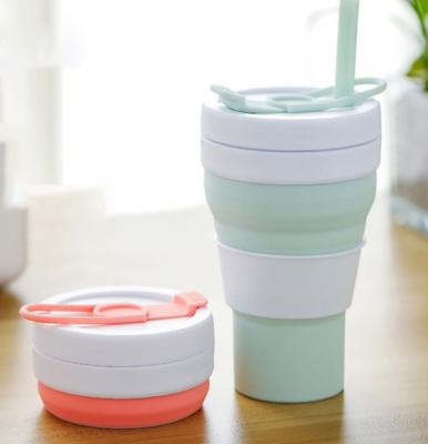 China Stock Portable Retractable Collapsible Water Bottle for Event Gift and Pocket Coffee Cup for sale