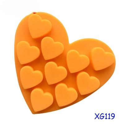 China Disposable Dark Red Silicone Soap Mold for 10 Heart-Shaped Chocolate Kitchen Supplies for sale