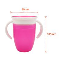 Quality Double Handle Pink Silicone 360 Degrees Rotated Baby Learning Drinking Cup for for sale