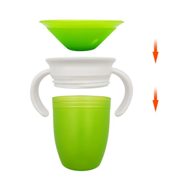 Quality Double Handle Pink Silicone 360 Degrees Rotated Baby Learning Drinking Cup for for sale
