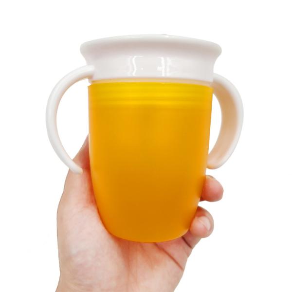 Quality Double Handle Pink Silicone 360 Degrees Rotated Baby Learning Drinking Cup for for sale