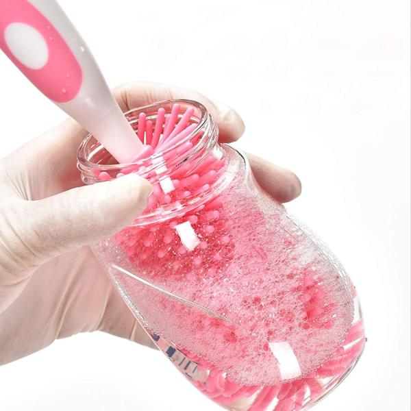 Quality Silicone Bottle Cleaning Brush With Nipple Cleaner For Baby Bottles 10.4*2.2 in for sale