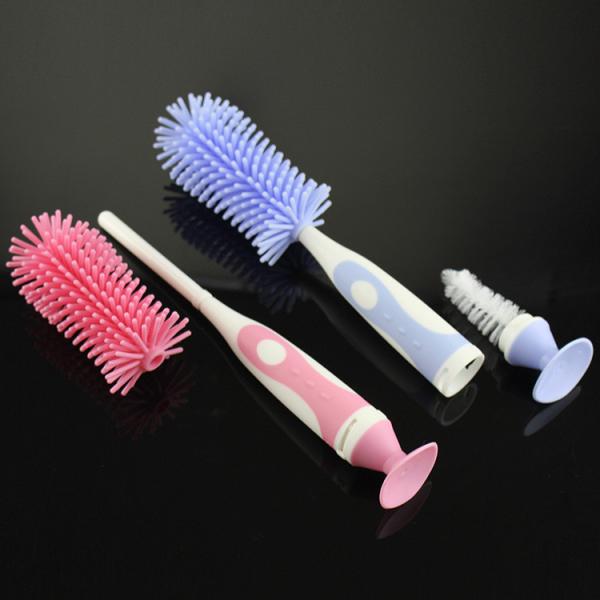 Quality Silicone Bottle Cleaning Brush With Nipple Cleaner For Baby Bottles 10.4*2.2 in for sale