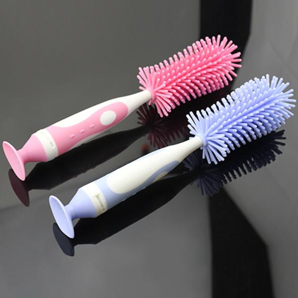 Quality Silicone Bottle Cleaning Brush With Nipple Cleaner For Baby Bottles 10.4*2.2 in for sale
