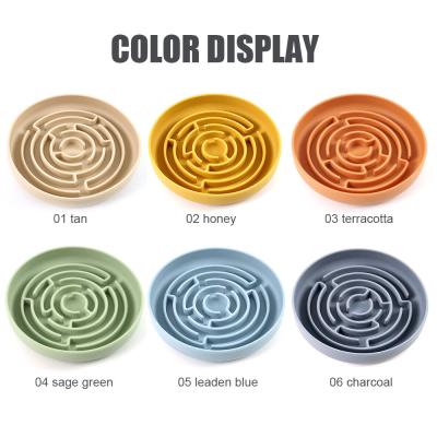 China Custom Logo Pet Bowls Feeders Round Maze Silicone Slow Feeder with Stocked Suction Mat for sale