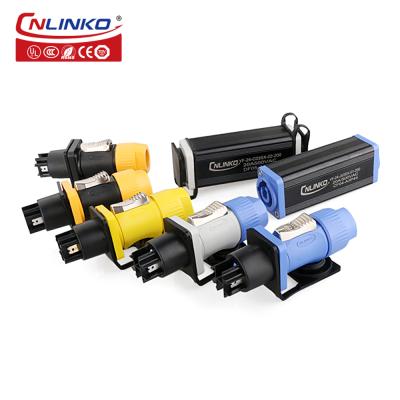 China CNLINKO M24 Twist Lock Latching Connector Black Locking 3 Pole PowerCON Male Plug 3 Pin 20A Power Pins for sale