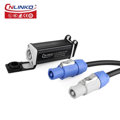 China CNLINKO M24 Twist Lock Latching Connector Black Locking 3 Pole PowerCON Male Plug 3 Pin 20A Power Pins for sale