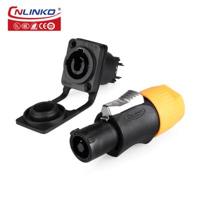 China CNLINKO YF-24-C03PE-01-001 Power Quick Plug Socket Ip68 Waterproof Connector Male and Female 20A 3 Pin XLR Powercon Connector for sale