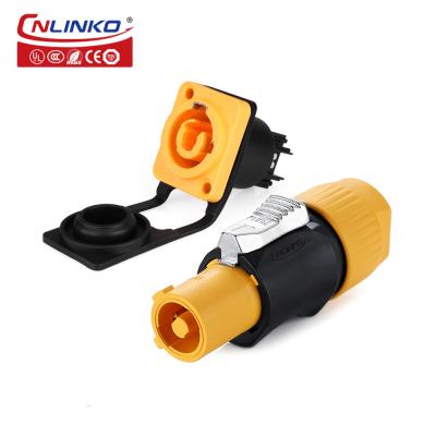 China CNLINKO Outdoor Cable Connector Panel Mount PBT Waterproof Ip68 3 Pin 12v Dc Battery Plug Socket for sale