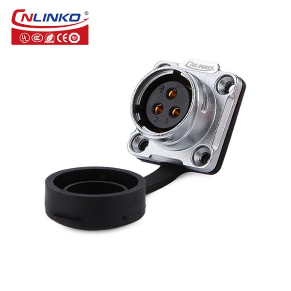 Quality Cnlinko 1 / 4 Bayonet Connect Metal Shell IP68 Waterproof Connector 20A 3 Pin for sale
