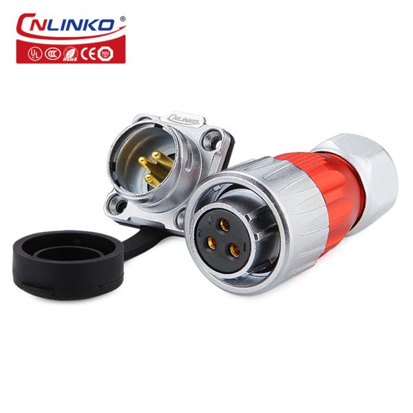 Quality Cnlinko 1 / 4 Bayonet Connect Metal Shell IP68 Waterproof Connector 20A 3 Pin for sale