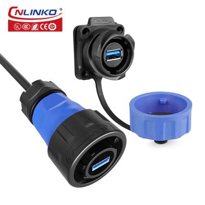 China Cnlinko Connector Supplier YM24 USB 3.0 Panel Mount Data Connector IP67 Waterproof USB Connector for sale