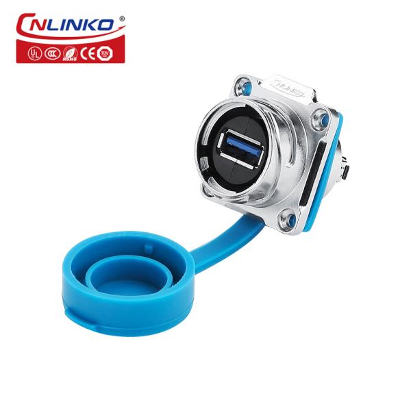 Quality CNLINKO Usb Cable Connector Panel Mount Plug Socket With Dust Cover Ip67 for sale