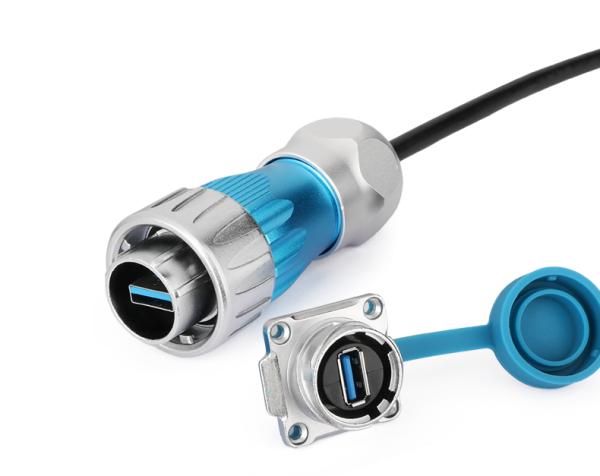 Quality CNLINKO Usb Cable Connector Panel Mount Plug Socket With Dust Cover Ip67 for sale