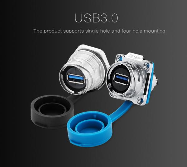 Quality CNLINKO Usb Cable Connector Panel Mount Plug Socket With Dust Cover Ip67 for sale