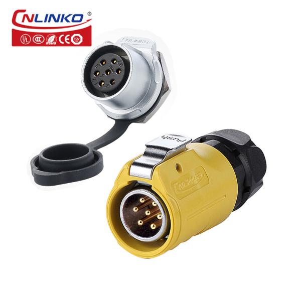 Quality Cnlinko Ip68 Battery Bulkhead Circular Plug Socket Electrical 7 Pin Waterproof for sale