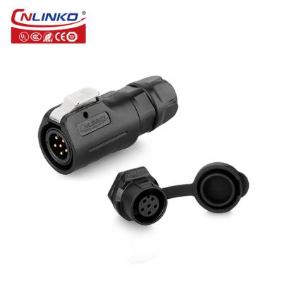 China Cnlinko M12 IP68 Waterproof Quick Locking 6 Pin Plug and Socket Panel Mount Connector for sale