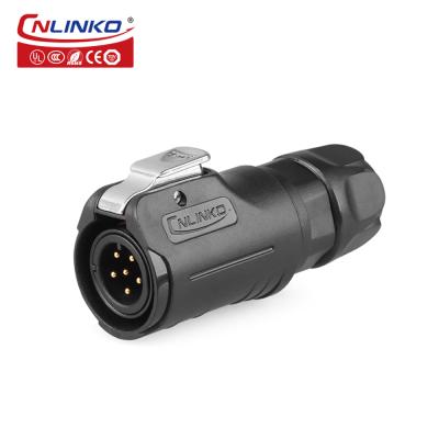 China Cnlinko M12 IP68 Waterproof Quick Locking 6 Pin Plug and Socket Panel Mount Connector for sale