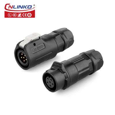 China Cnlinko M12 IP68 Waterproof Quick Locking 6 Pin Plug and Socket Panel Mount Connector for sale