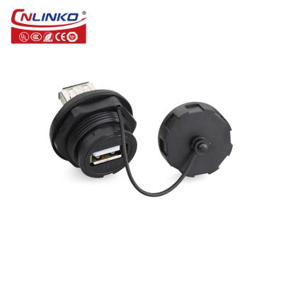China Plastic Panel Mount Socket Waterproof Usb Connector USB2.0 Female to Female Panel Socket Usb Charging Socket Male CNLINKO IP68 for sale