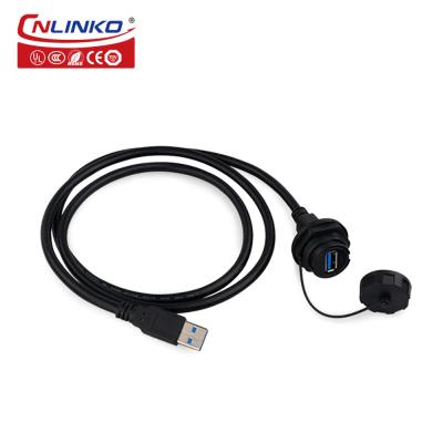 China CNLINKO Waterproof USB Panel Mount Male Female Plug Socket USB 3.0 Connector with Cover Mount Usb Connector for sale
