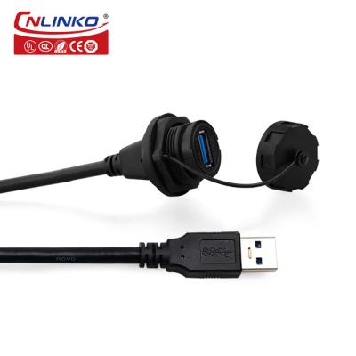 China CNLINKO USB 3.0 High Speed Data USB Cable Connector IP68 Waterproof Circular USB Port Plug Connector for sale
