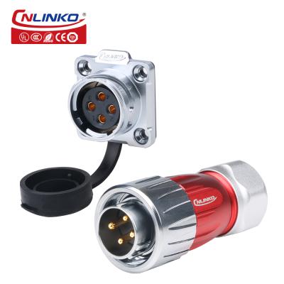 China Cnlinco M20 Electrical Power Metal Circular Connector Waterproof Male Female 4 Pins Connectors for sale