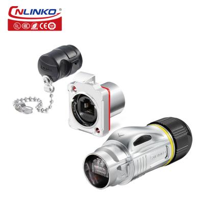China Cnlinko BD24 Metal Waterproof RJ45 Panel Mount Connector RJ45 Ethernet Connector for sale