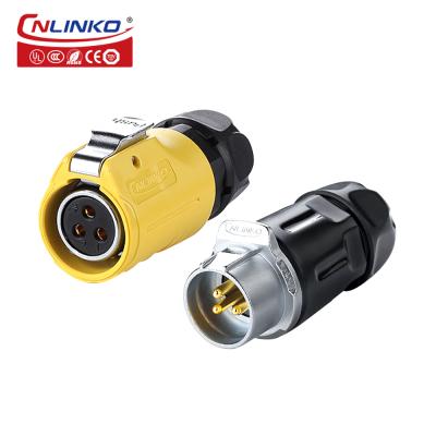 China Cnlinko M20 Quick Connector Cable 12v 20A 3 Pin Battery Connector Industrial Plug 3 Pin Pin Socket Connector for sale