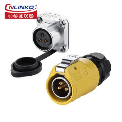 China Cnlinko M20 Quick Connector Cable 12v 20A 3 Pin Battery Connector Industrial Plug 3 Pin Pin Socket Connector for sale