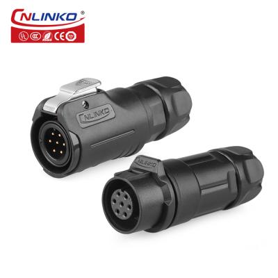 China CNLINKO Male Female Panel Mount Industrial Wire Connector 7 Pin Waterproof Plug Socket Pogo Pin Connector for sale