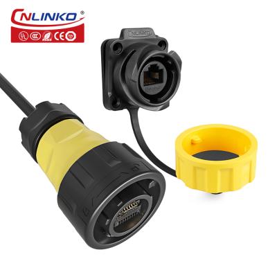 China YM24 RJ45 Waterproof Connector Plug Front Panel Mount Ethernet RJ45 Socket Connector for sale
