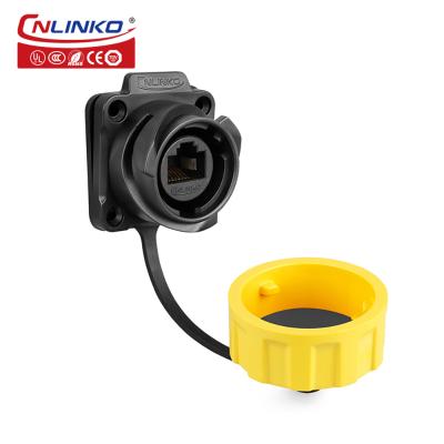 China YM24 RJ45 Waterproof Connector Plug Front Panel Mount Ethernet RJ45 Socket Connector for sale