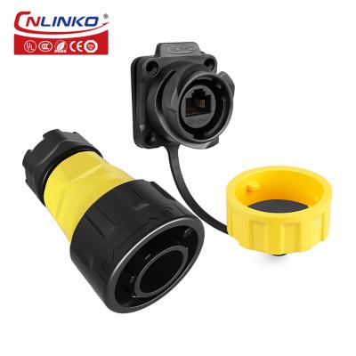 China YM24 RJ45 Waterproof Connector Plug Front Panel Mount Ethernet RJ45 Socket Connector for sale